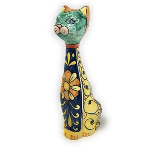 Italian Ceramic Cat Art Pottery Animals Figurine Hand Painted Made in ...