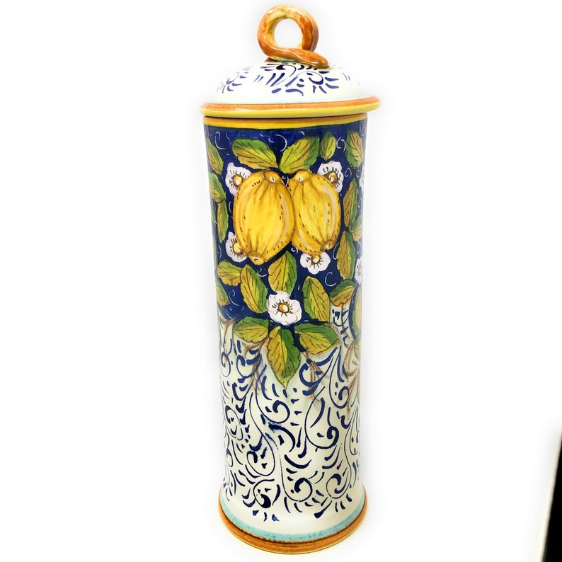 Italian Ceramic Pasta Spaghetti Canister Jar Container Pottery Hand ...