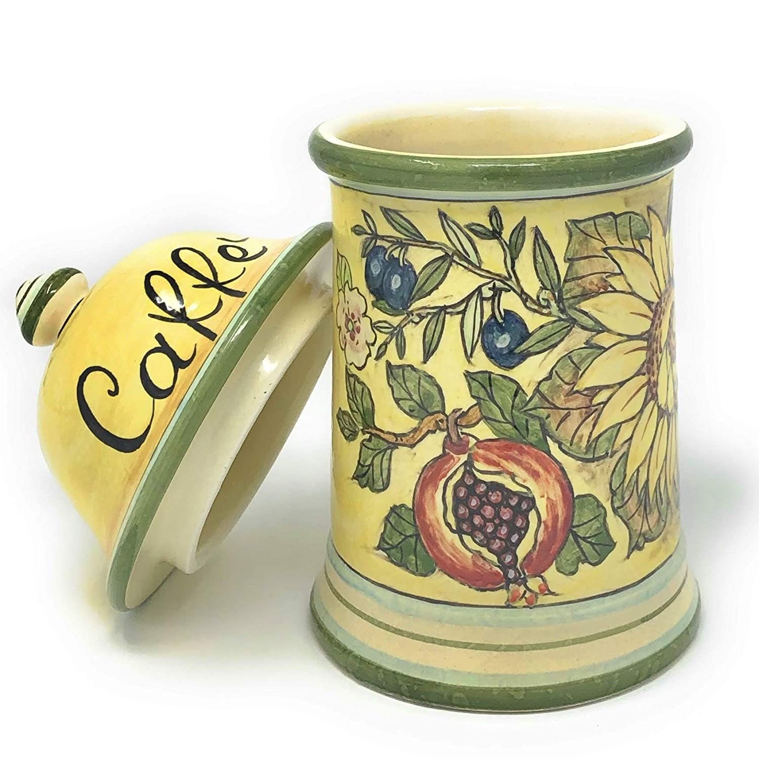 Italian Ceramic Coffee (caffè) Jar Holder Canister Pot Whit Lid Hand ...