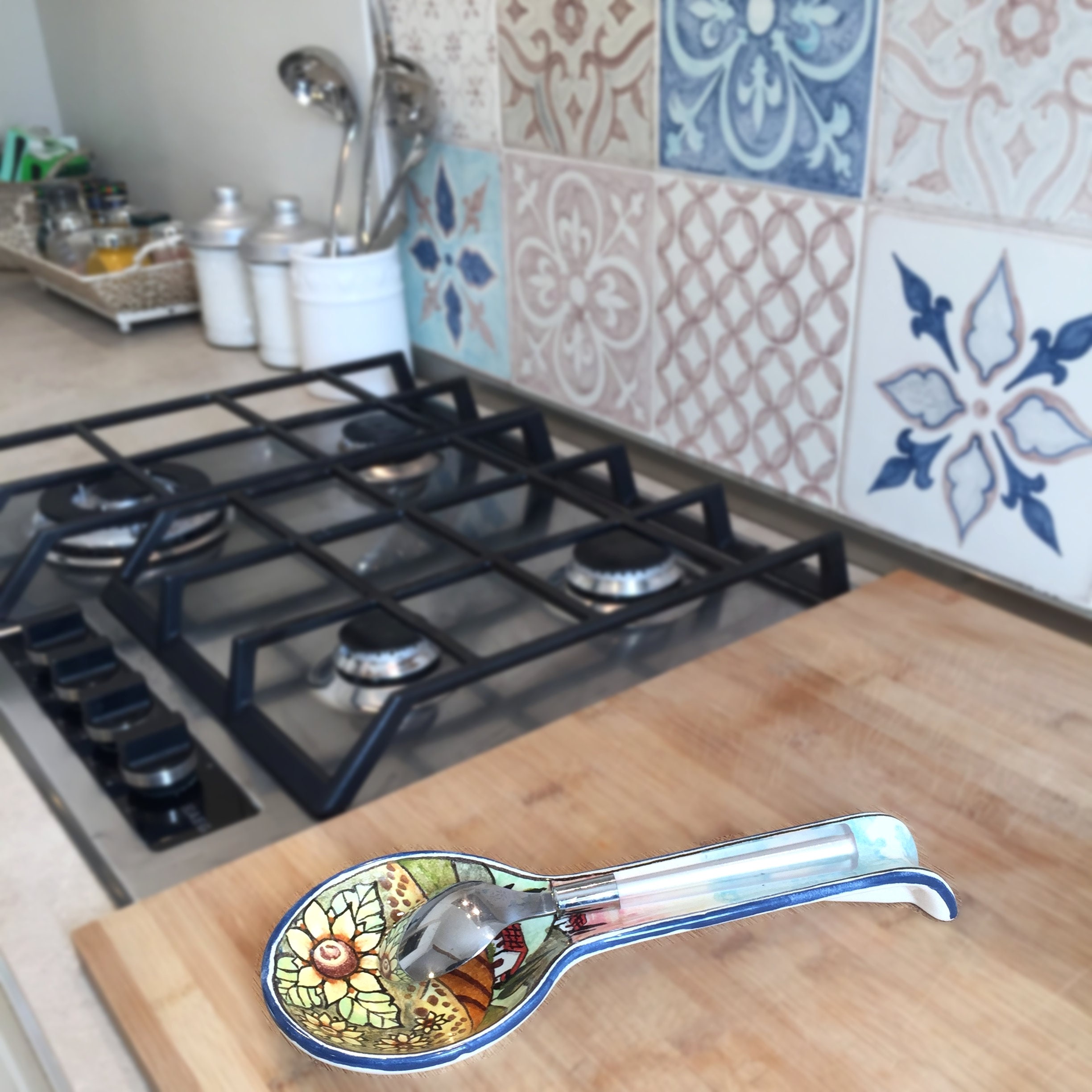 Italian Ceramic Art Spoon Rest Pottery Holder Hand Painted | Etsy