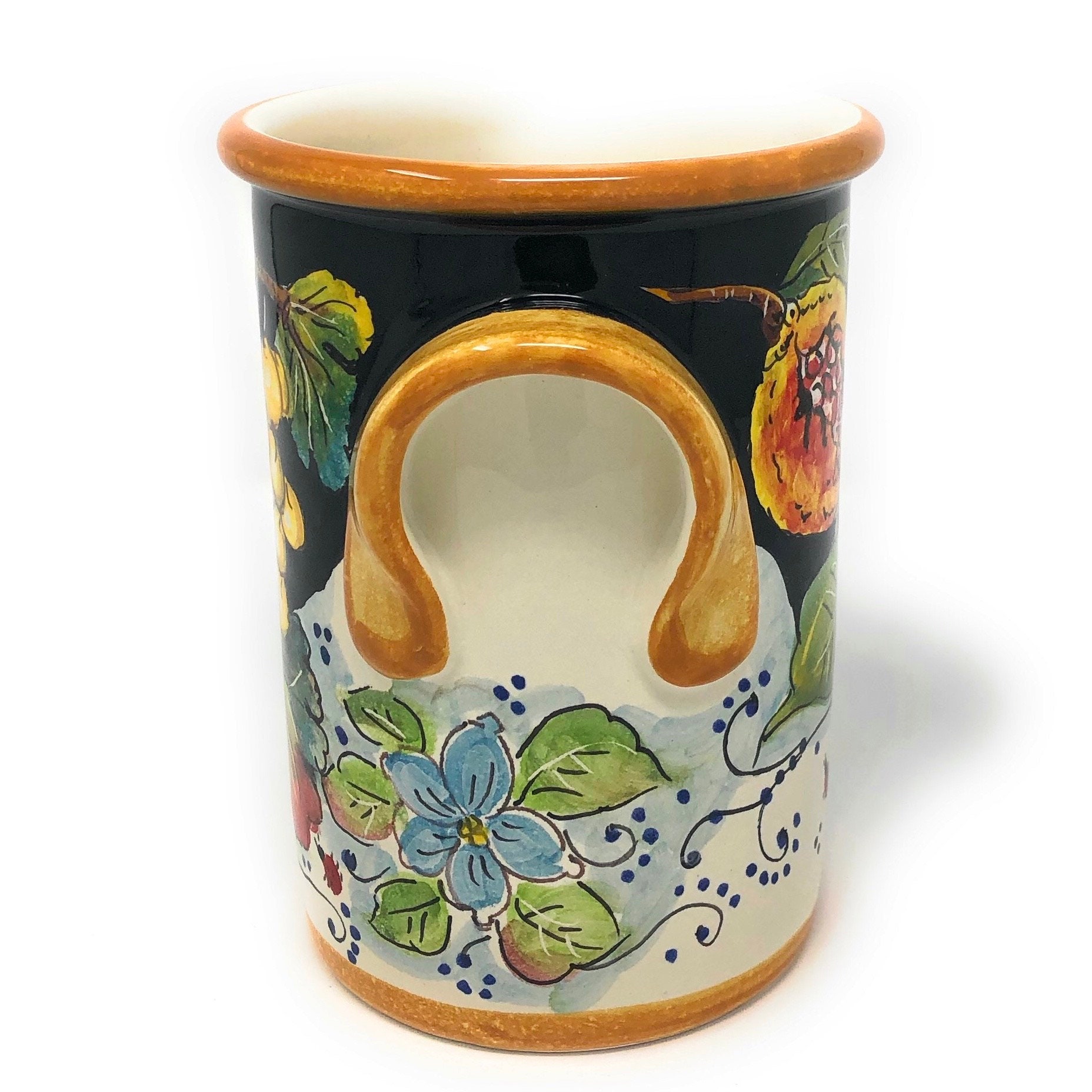 Italian Pottery Utensil Holder Wine Bottle Hand Painted Made in ITALY ...