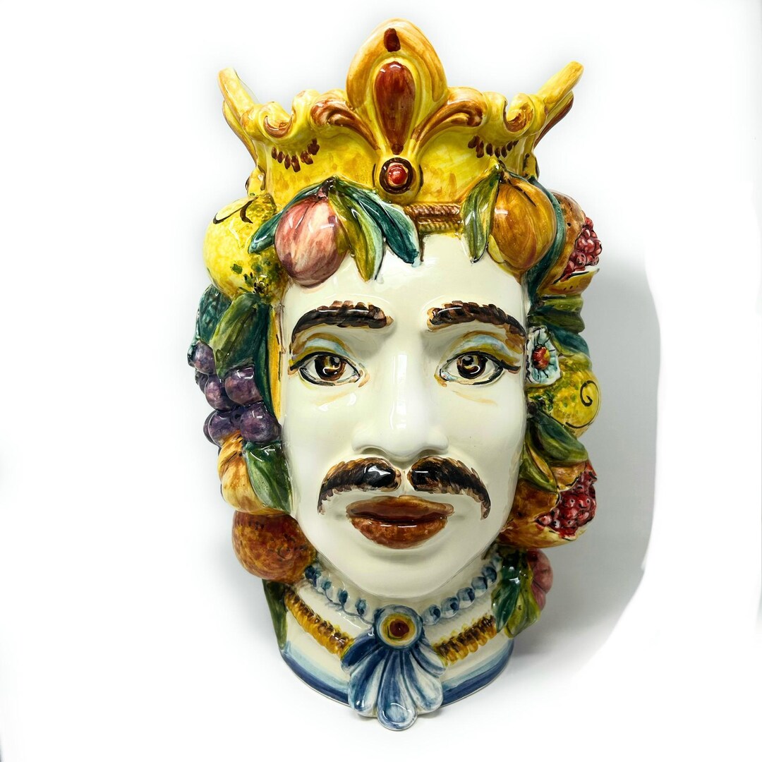Italian Ceramic Art Head Face Male Vase Big Testa Di Moro ( Sicily) for ...