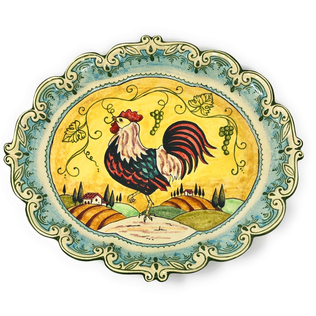 Italian Ceramic Serving Tray Art Pottery Hand Painted Decoration Gaul ...