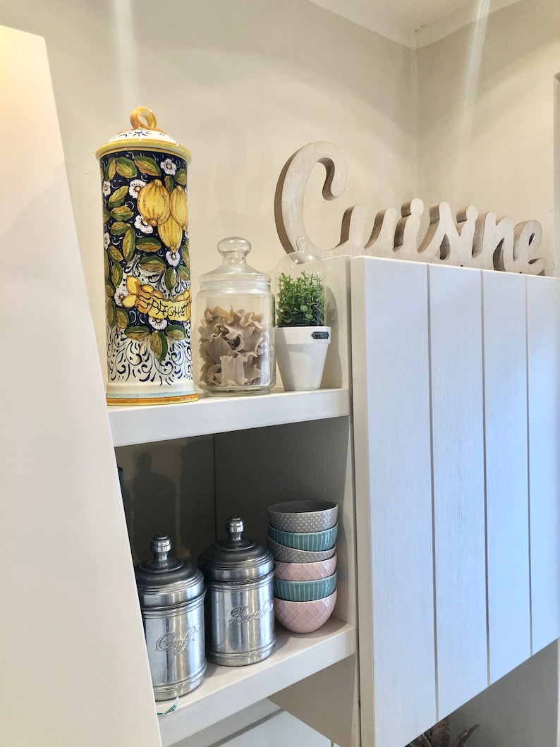 Italian Ceramic Pasta Spaghetti Canister Jar Container Pottery Hand ...