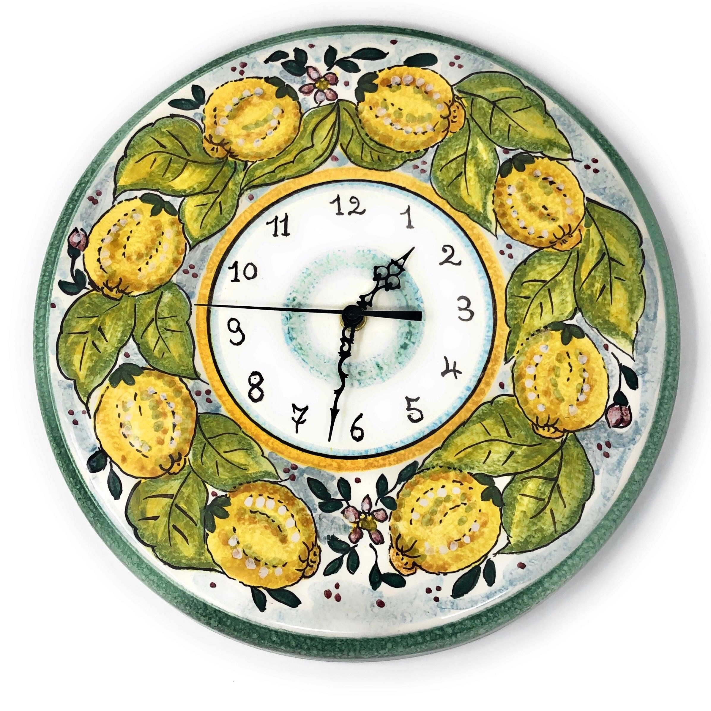 Italian Ceramic Wall Clock Decorated Lemons Hand Painted Made | Etsy
