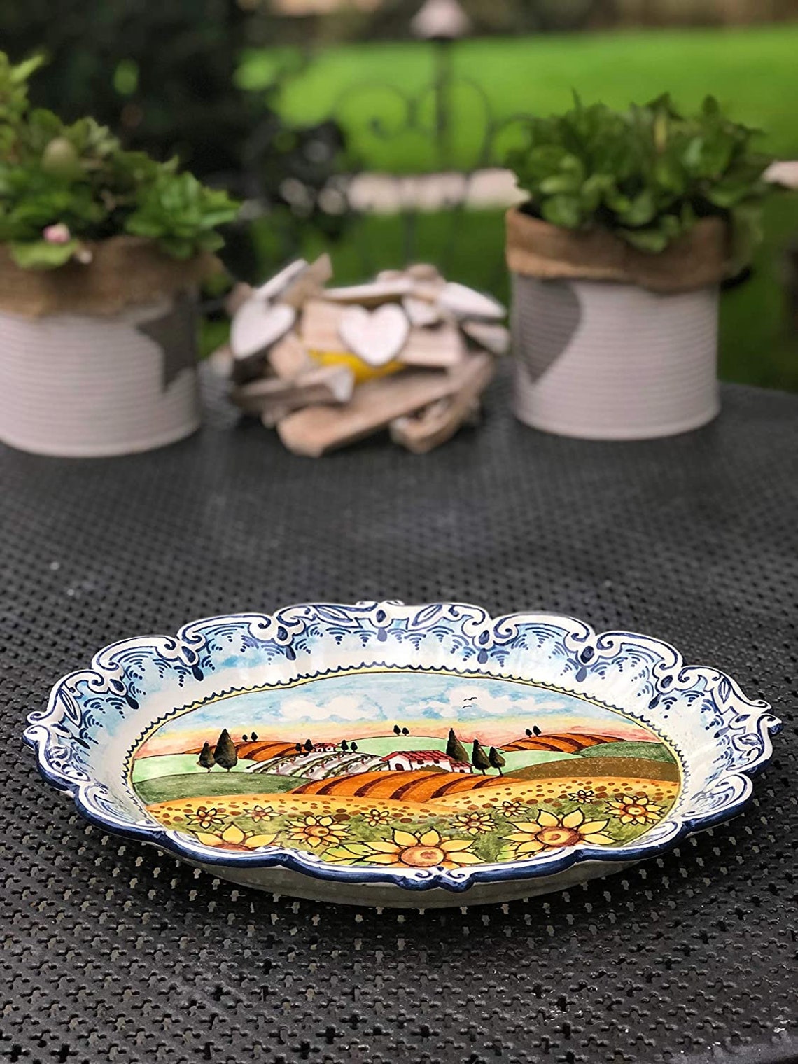 Italian Ceramic Serving Tray Art Pottery Hand Painted Decoration ...