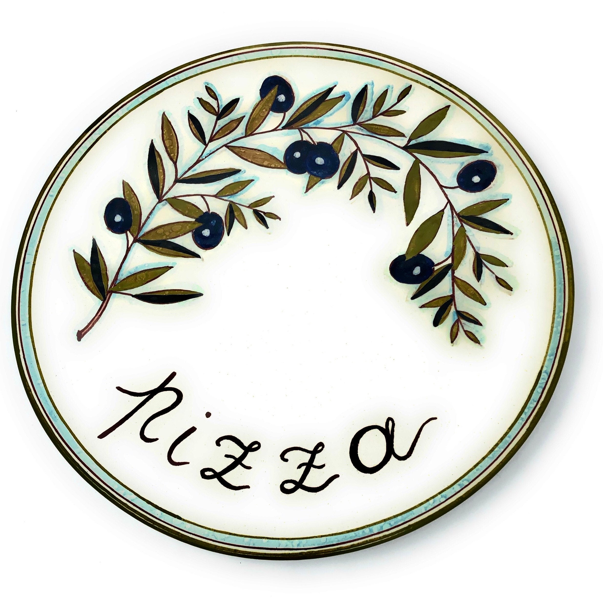 Italian Ceramic Serving Set Pizza Plate Round Dinnerware | Etsy