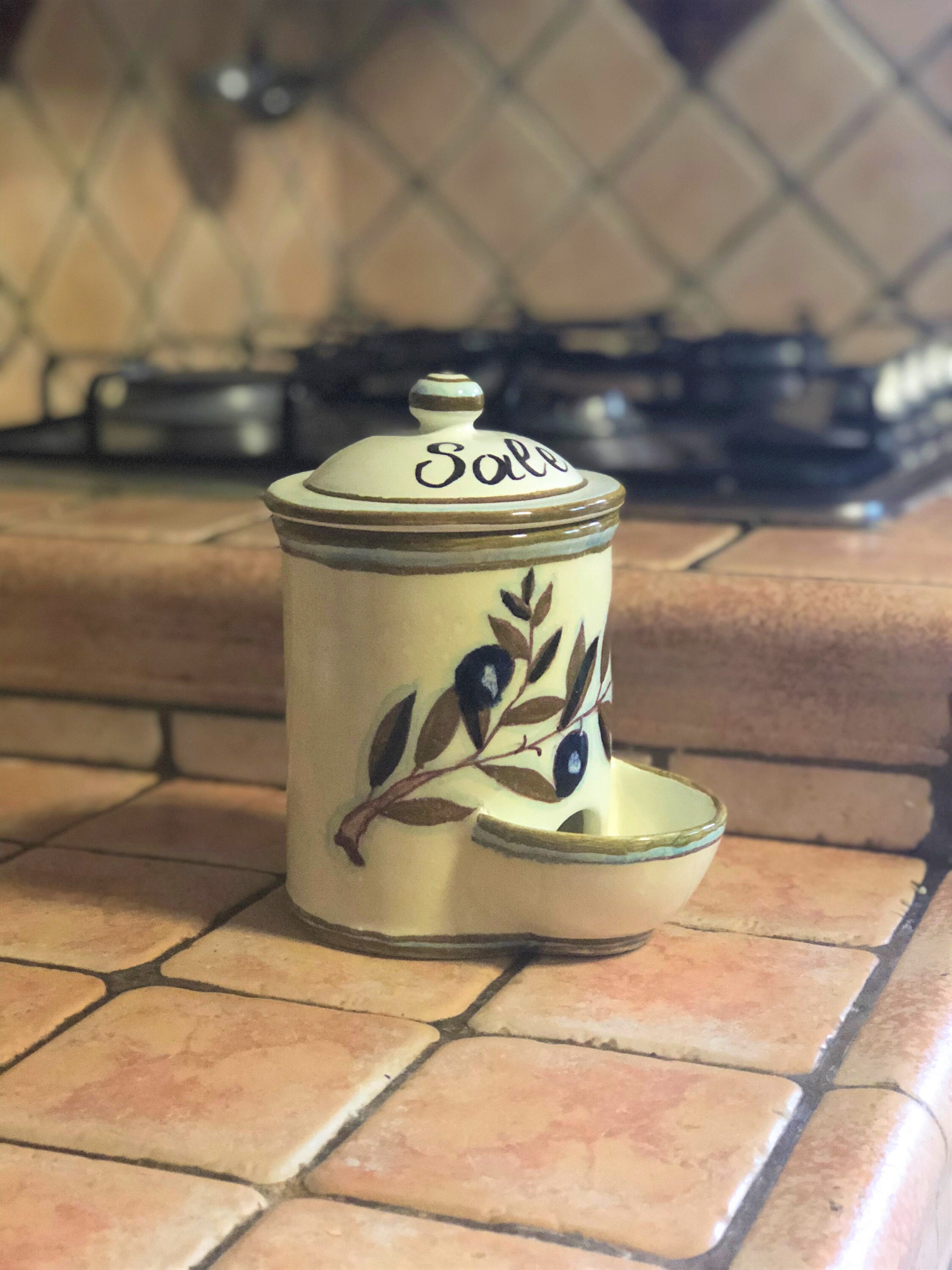 Italian Ceramic Jar Salt Holder Decorated Country Hand Painted | Etsy