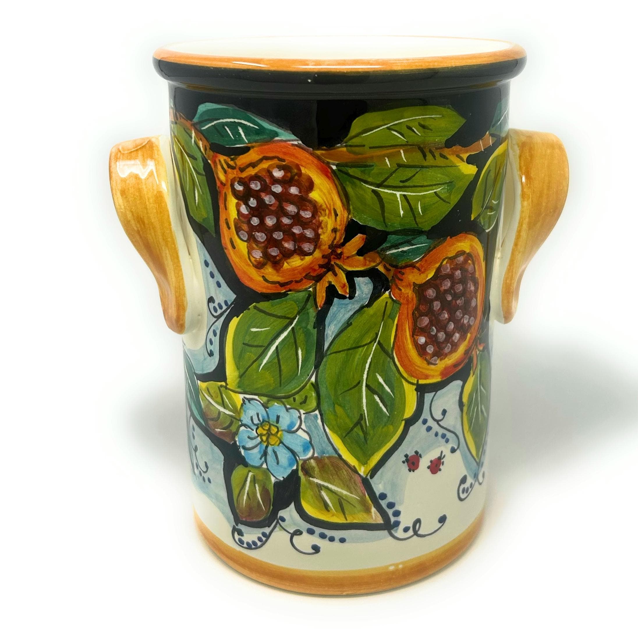 Italian Pottery Utensil Holder Wine Bottle Hand Painted Made in ITALY ...