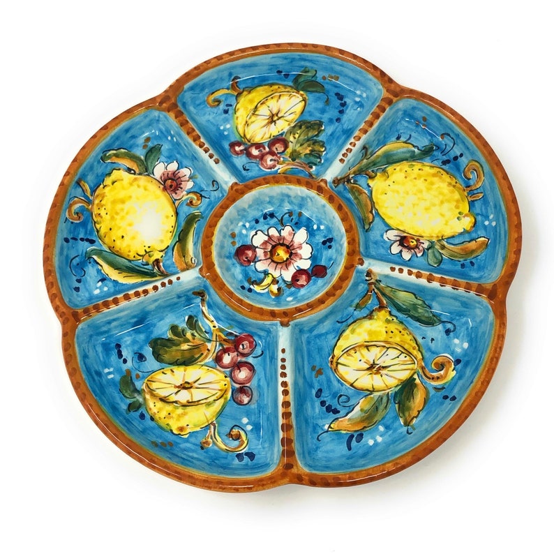 Italian Ceramic Serving Round Appetizer Round Tray Plate Pottery ...