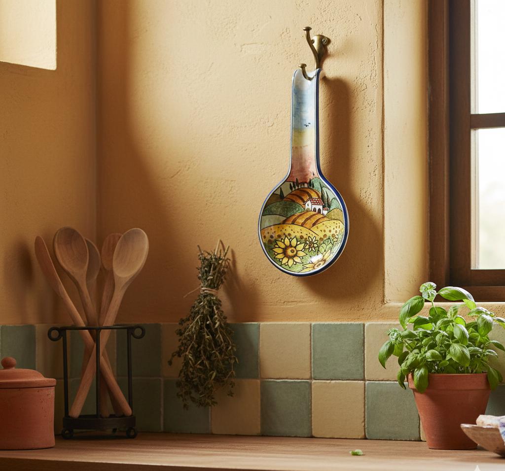 Italian Ceramic Art Spoon Rest Pottery Holder Hand Painted Made in ...