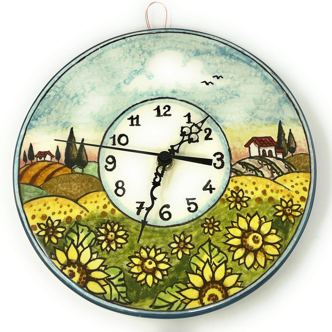 Italian Ceramic Wall Small Clock Small , Decoration Landscape ...