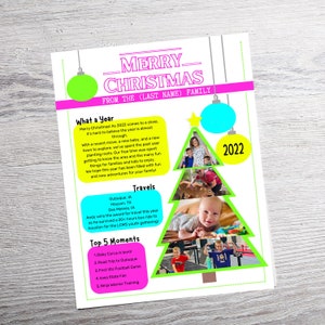 Christmas Newsletter Template for Canva Holiday Family - Etsy