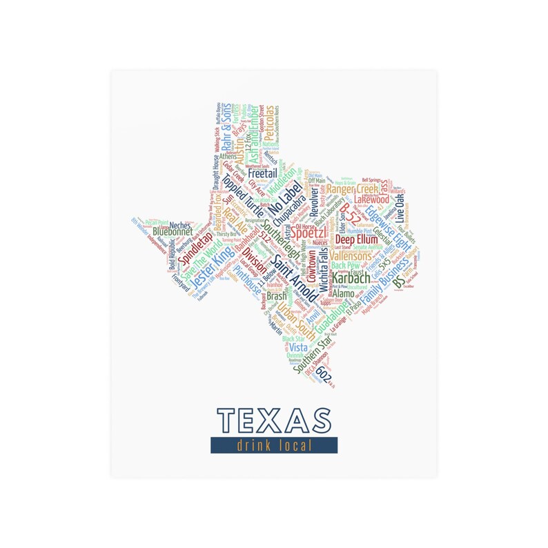 Texas Brew Map Poster - Etsy