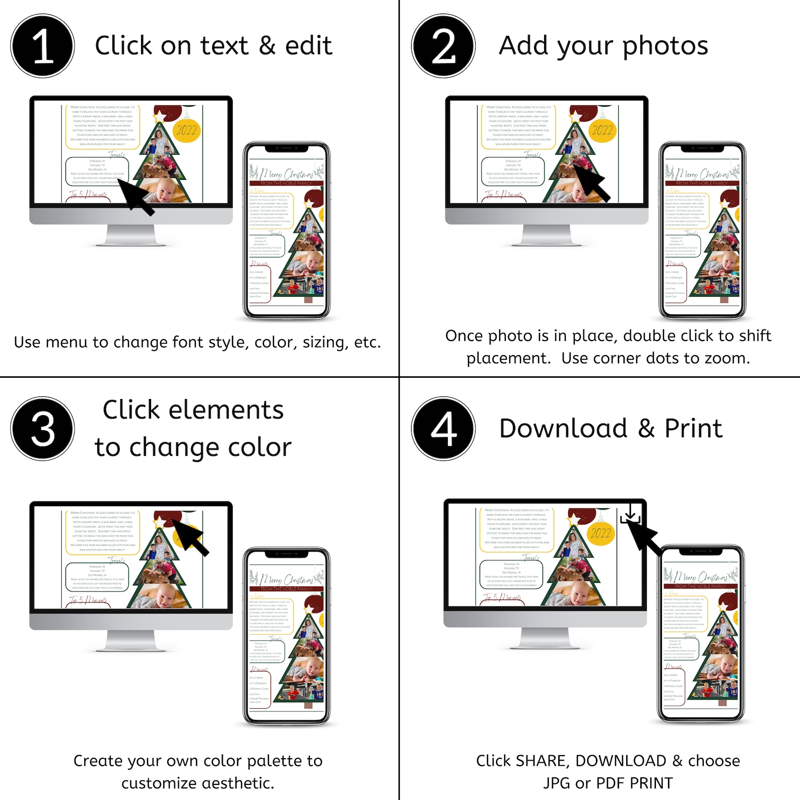 Christmas Newsletter Template for Canva- Holiday Family Newsletter ...