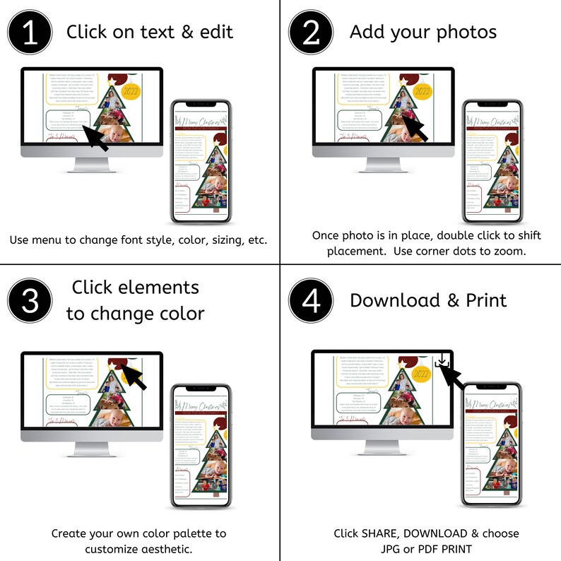 Christmas Newsletter Template for Canva- Holiday Family Newsletter ...