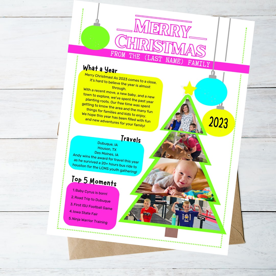 Christmas Newsletter Template for Canva Holiday Family Newsletter- Year ...