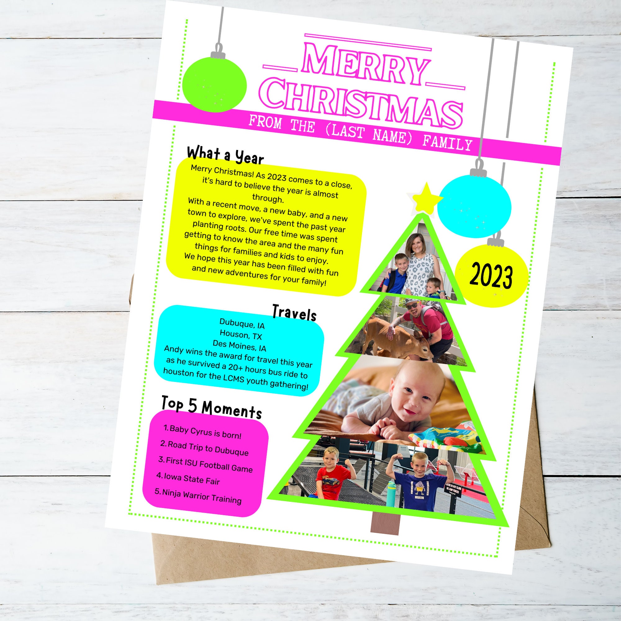 Christmas Newsletter Template for Canva Holiday Family Newsletter Year ...