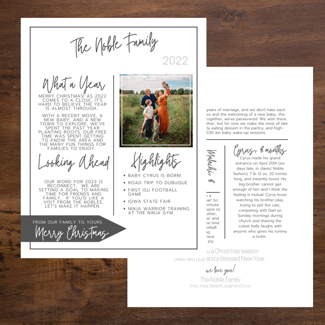 Christmas Newsletter Template for Canva Holiday Family - Etsy
