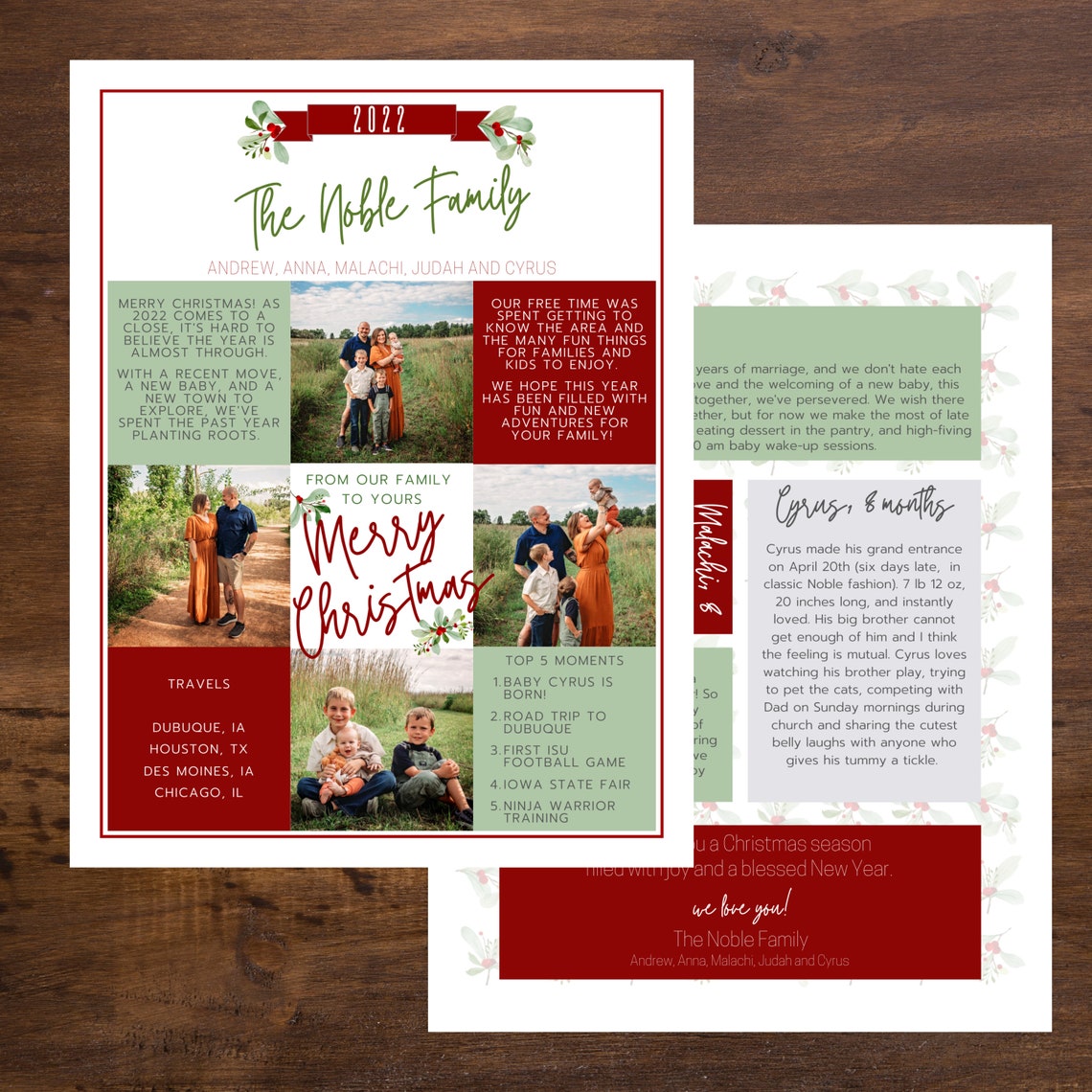 Christmas Newsletter Template for Canva Holiday Family - Etsy