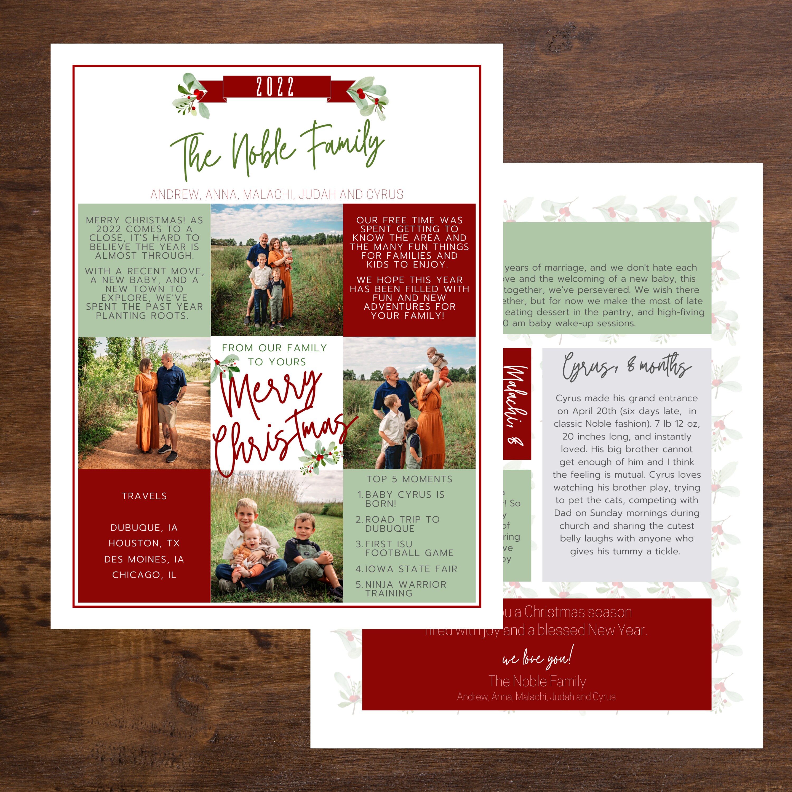 Christmas Newsletter Template for Canva Holiday Family - Etsy