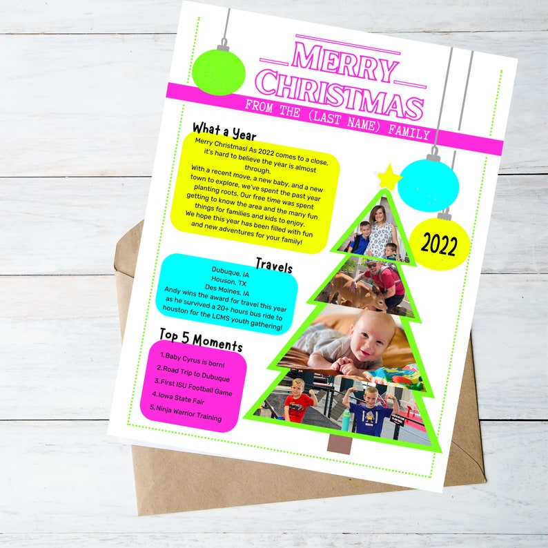 Christmas Newsletter Template for Canva Holiday Family - Etsy