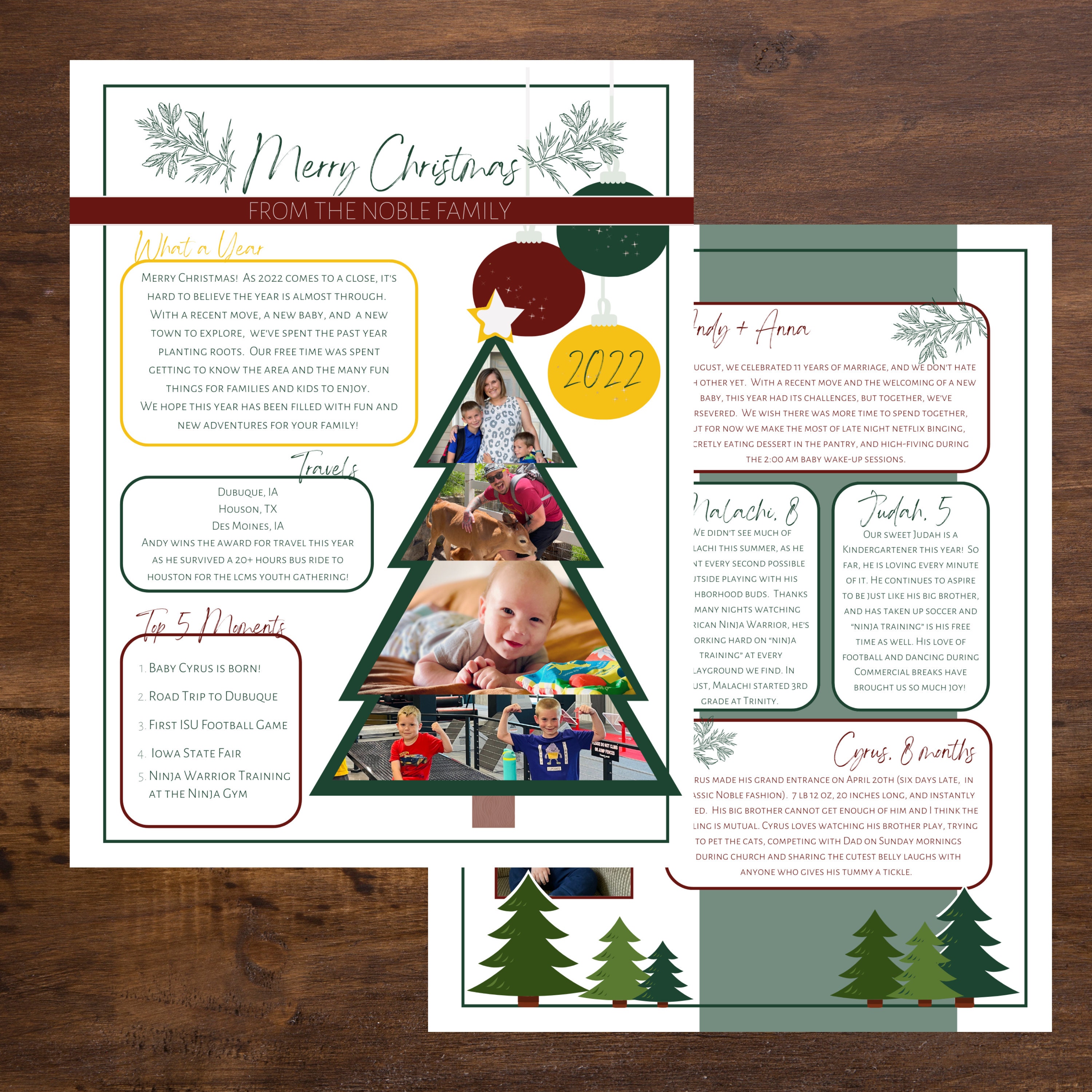 Christmas Newsletter Template for Canva Holiday Family - Etsy