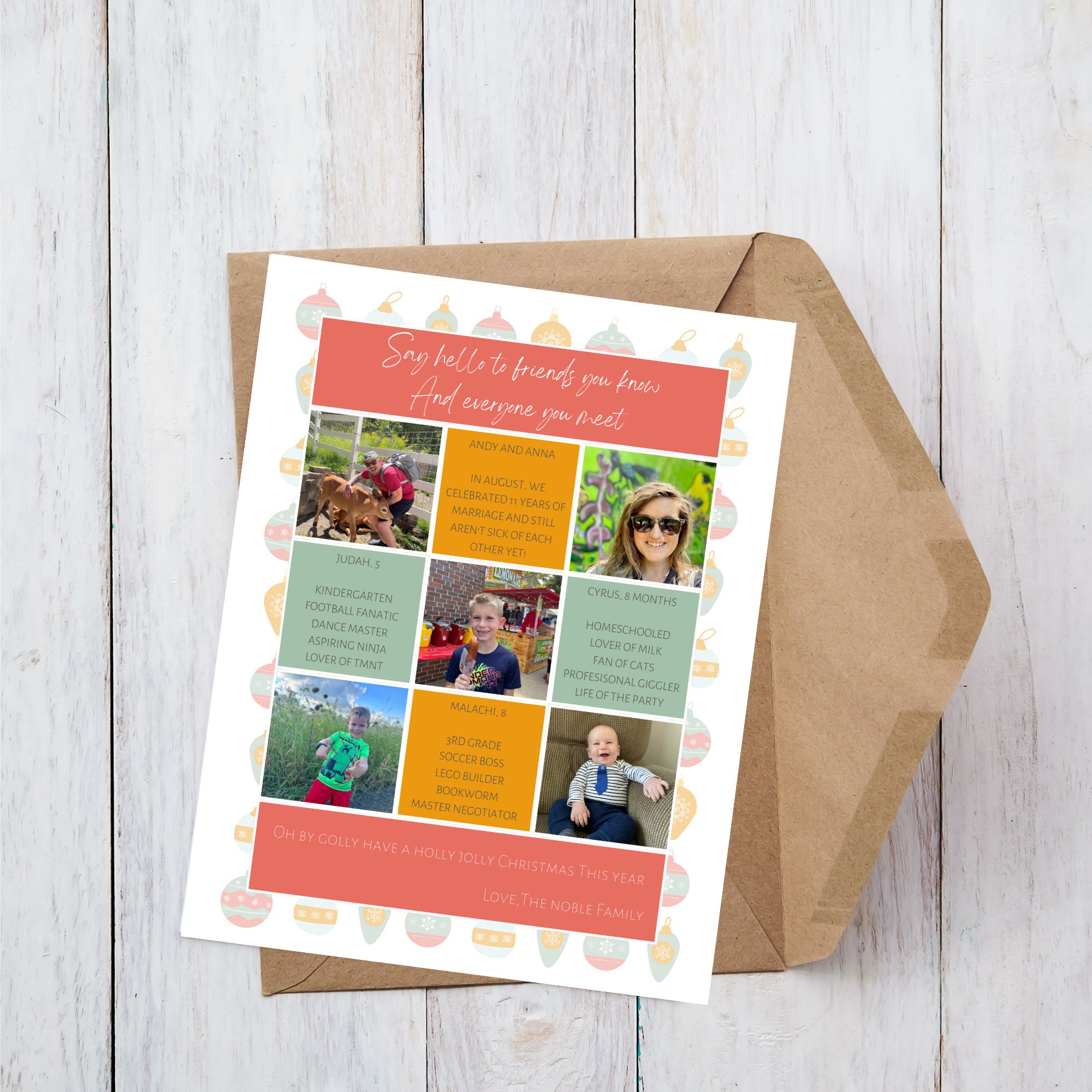 Christmas Newsletter Template for Canva- Holiday Family Newsletter ...