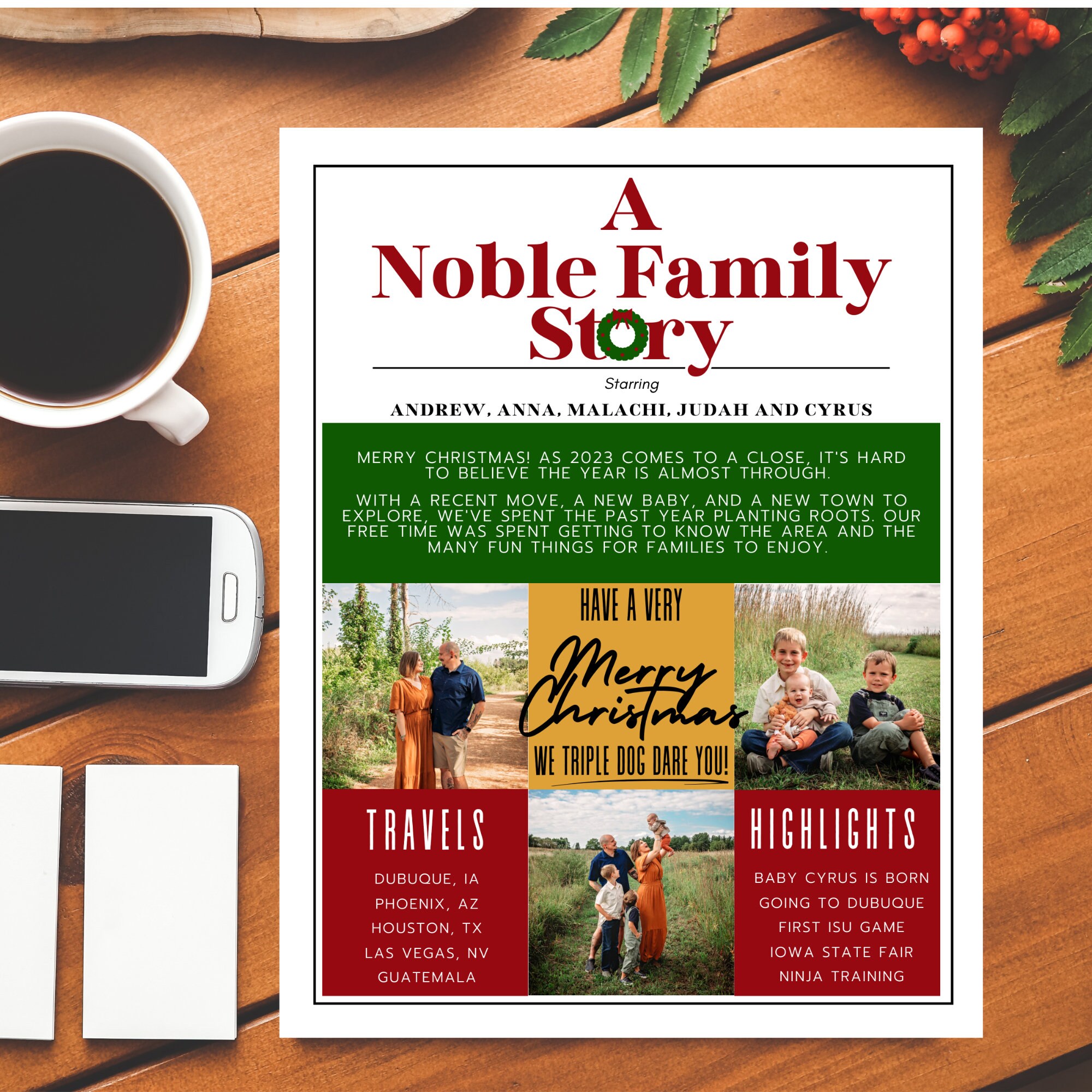 A Christmas Story Newsletter Template for Canva Holiday Family ...