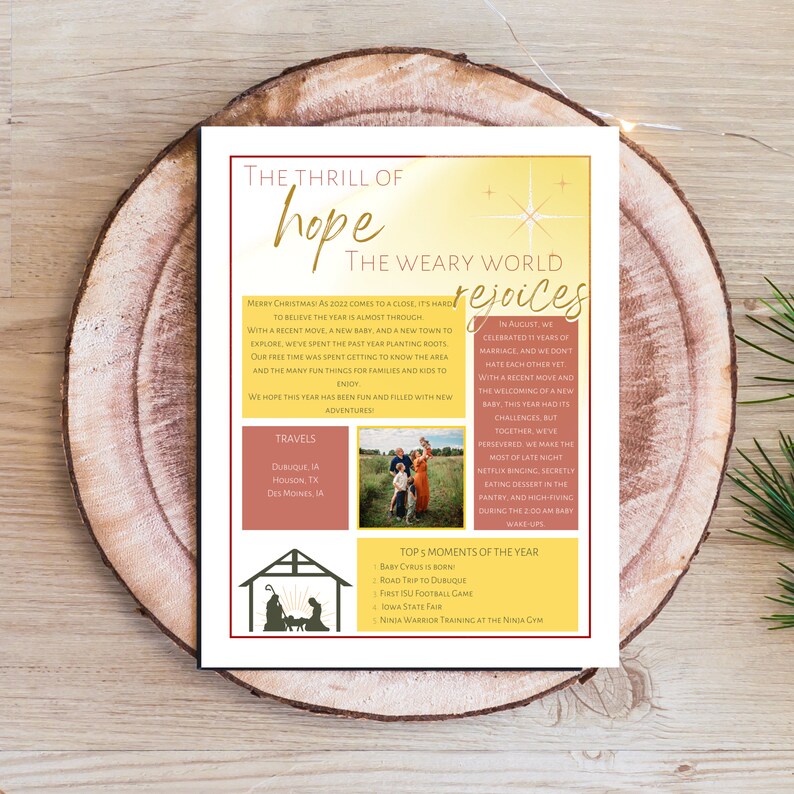 Christmas Newsletter Template for Canva Holiday Family - Etsy