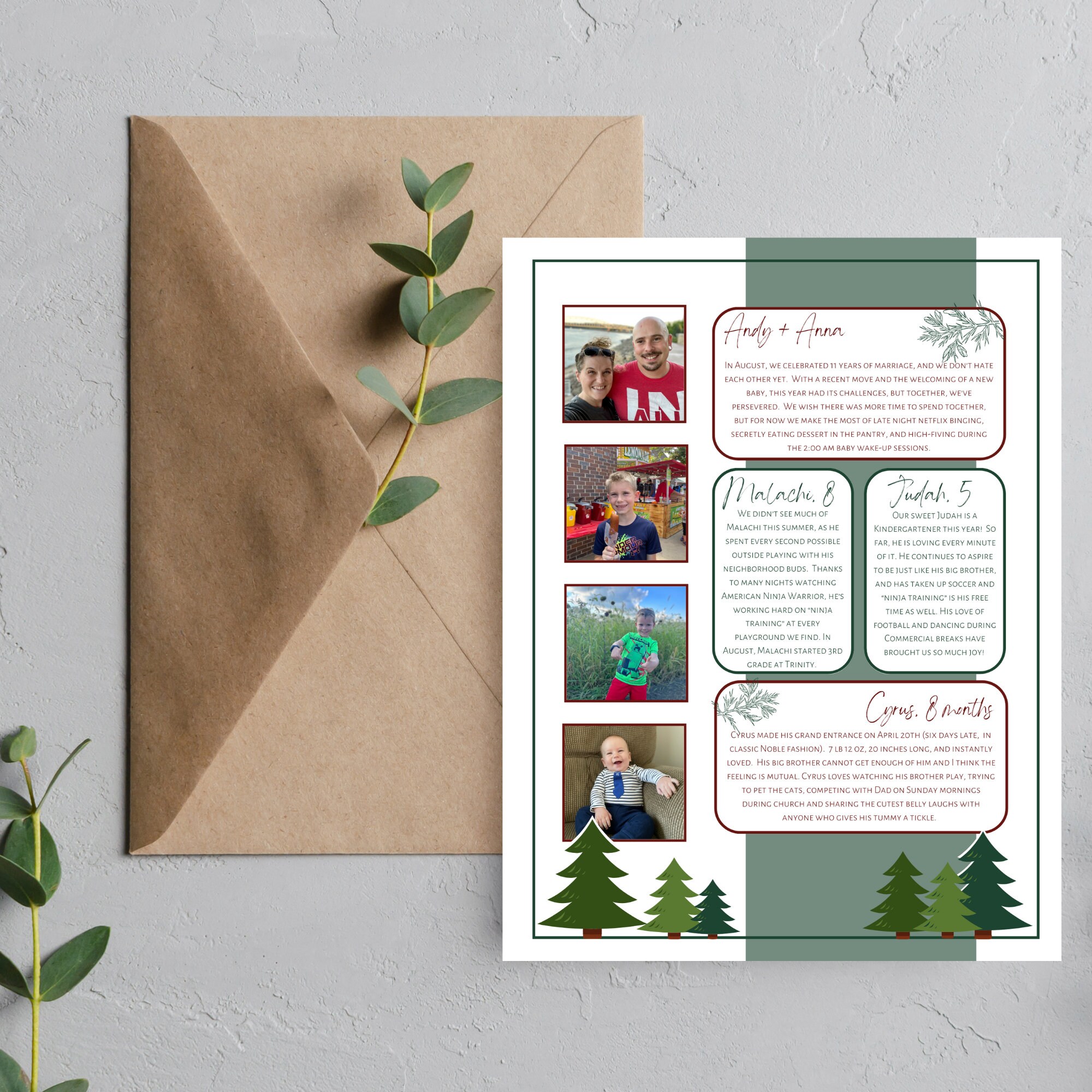 Christmas Newsletter Template for Canva- Holiday Family Newsletter ...