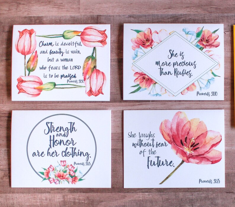 Proverbs 31 Woman Dear 52 Mini Pack Set of 4 Inspirational Bible Verse ...
