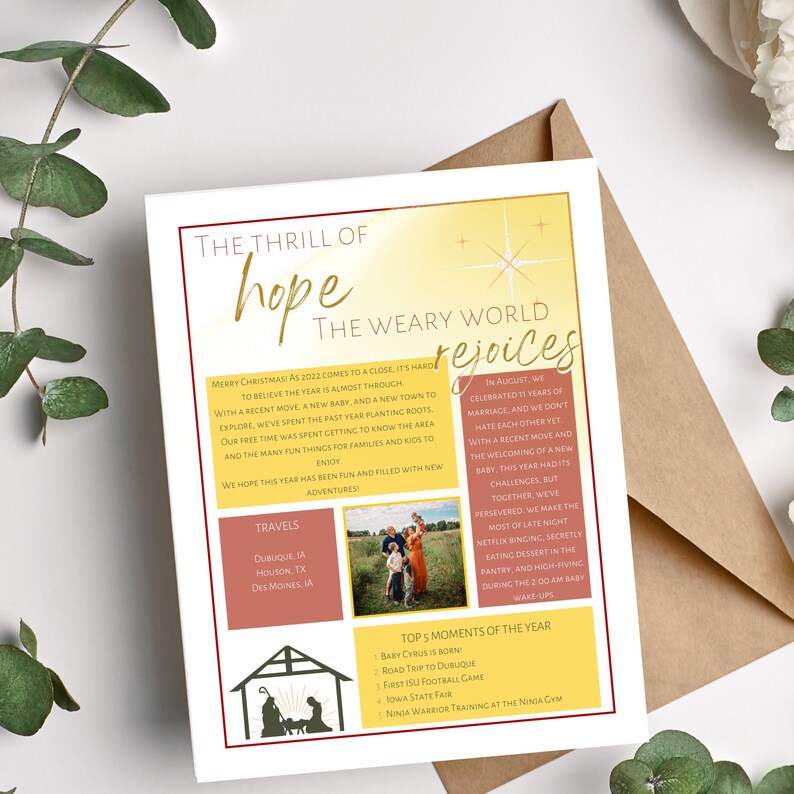 Christmas Newsletter Template for Canva Holiday Family - Etsy