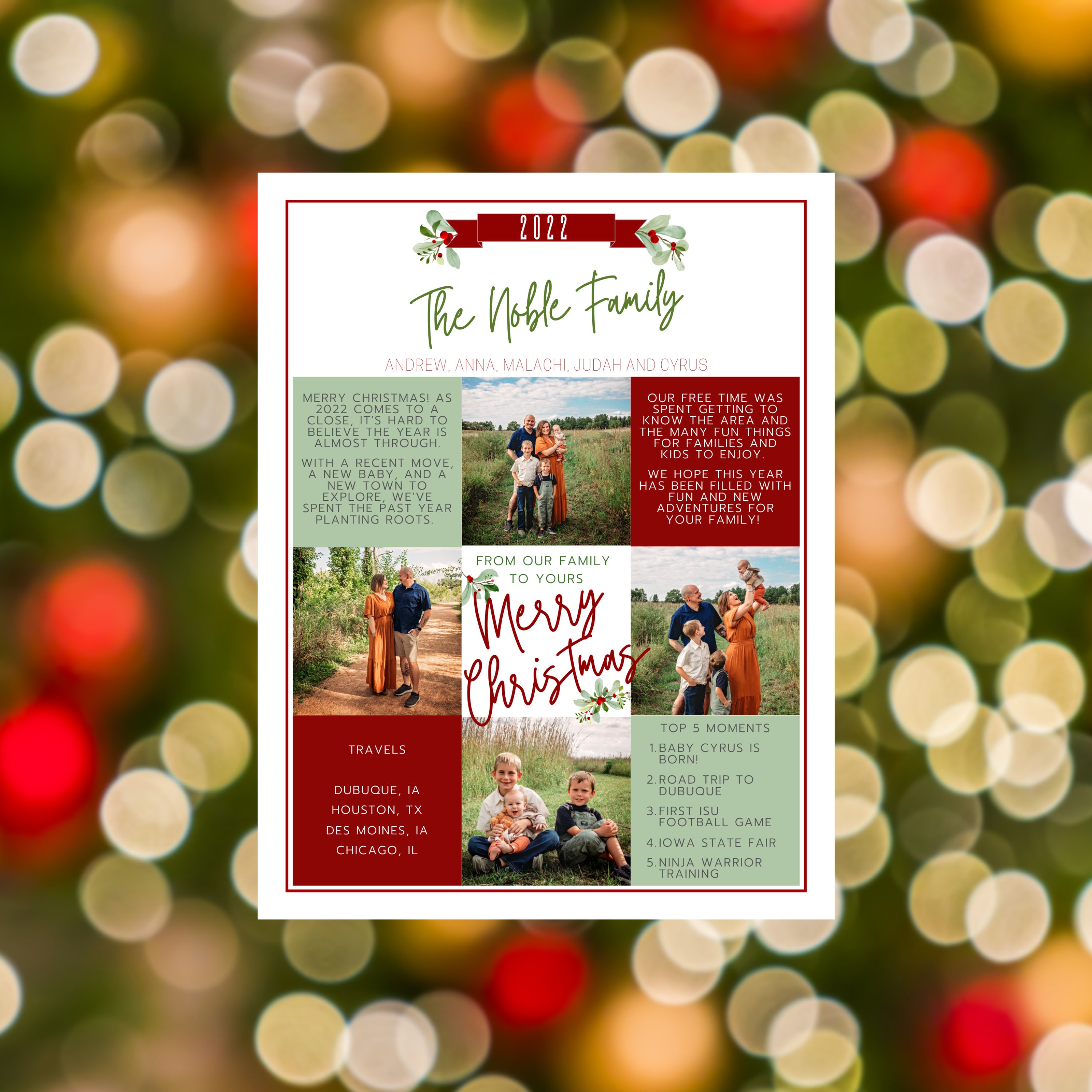 Christmas Newsletter Template for Canva Holiday Family - Etsy
