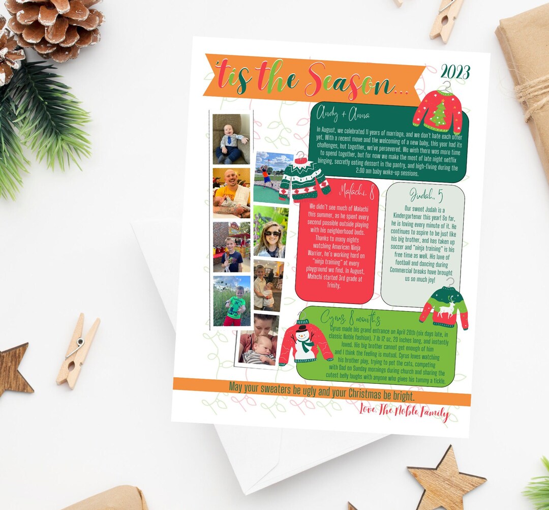 Christmas Newsletter Template for Canva- Holiday Family Newsletter ...