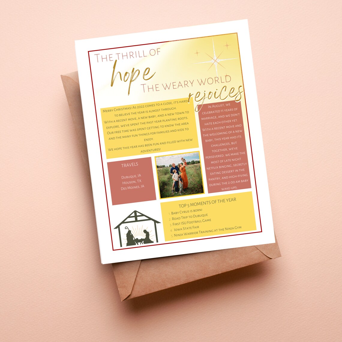 Christmas Newsletter Template for Canva Holiday Family - Etsy