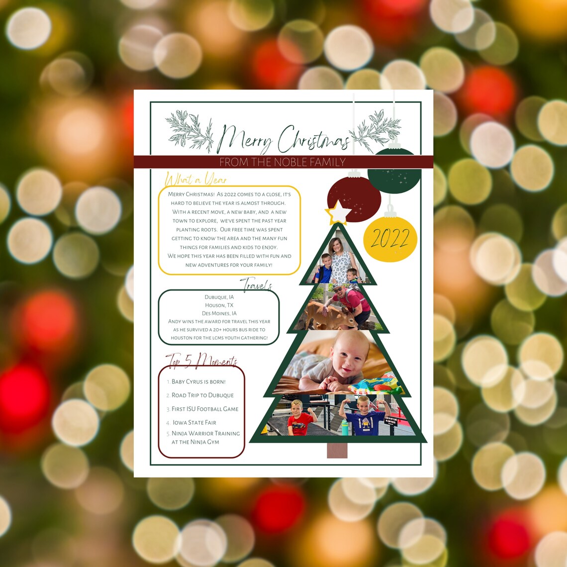 Christmas Newsletter Template for Canva Holiday Family - Etsy