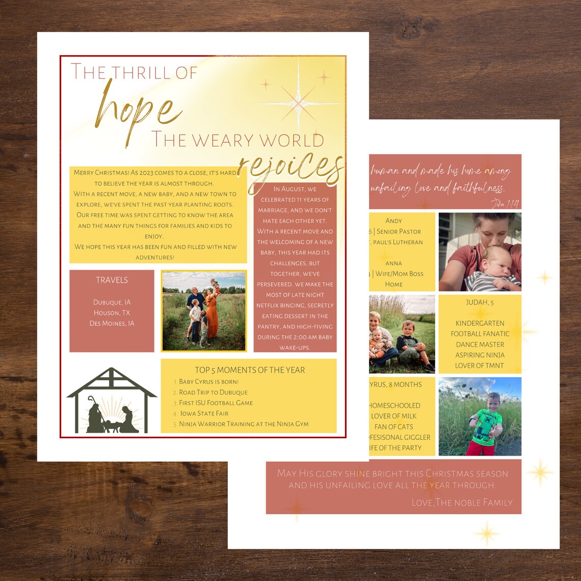 Christmas Newsletter Template for Canva- Holiday Family Newsletter ...