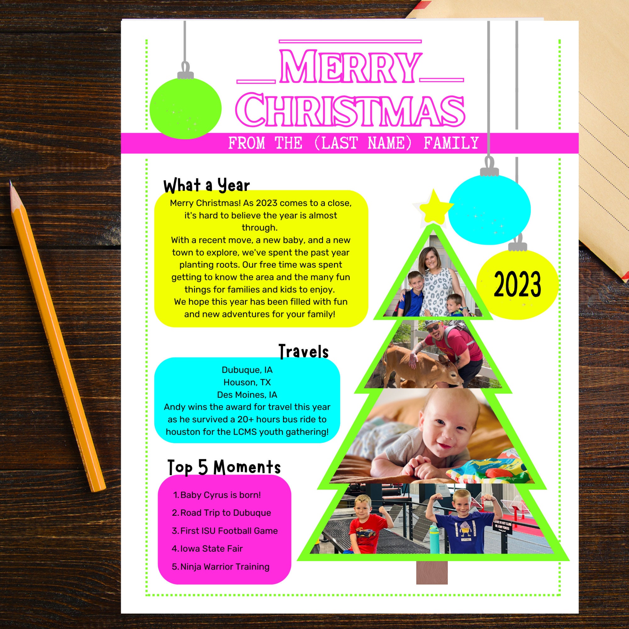 Christmas Newsletter Template for Canva Holiday Family Newsletter Year ...