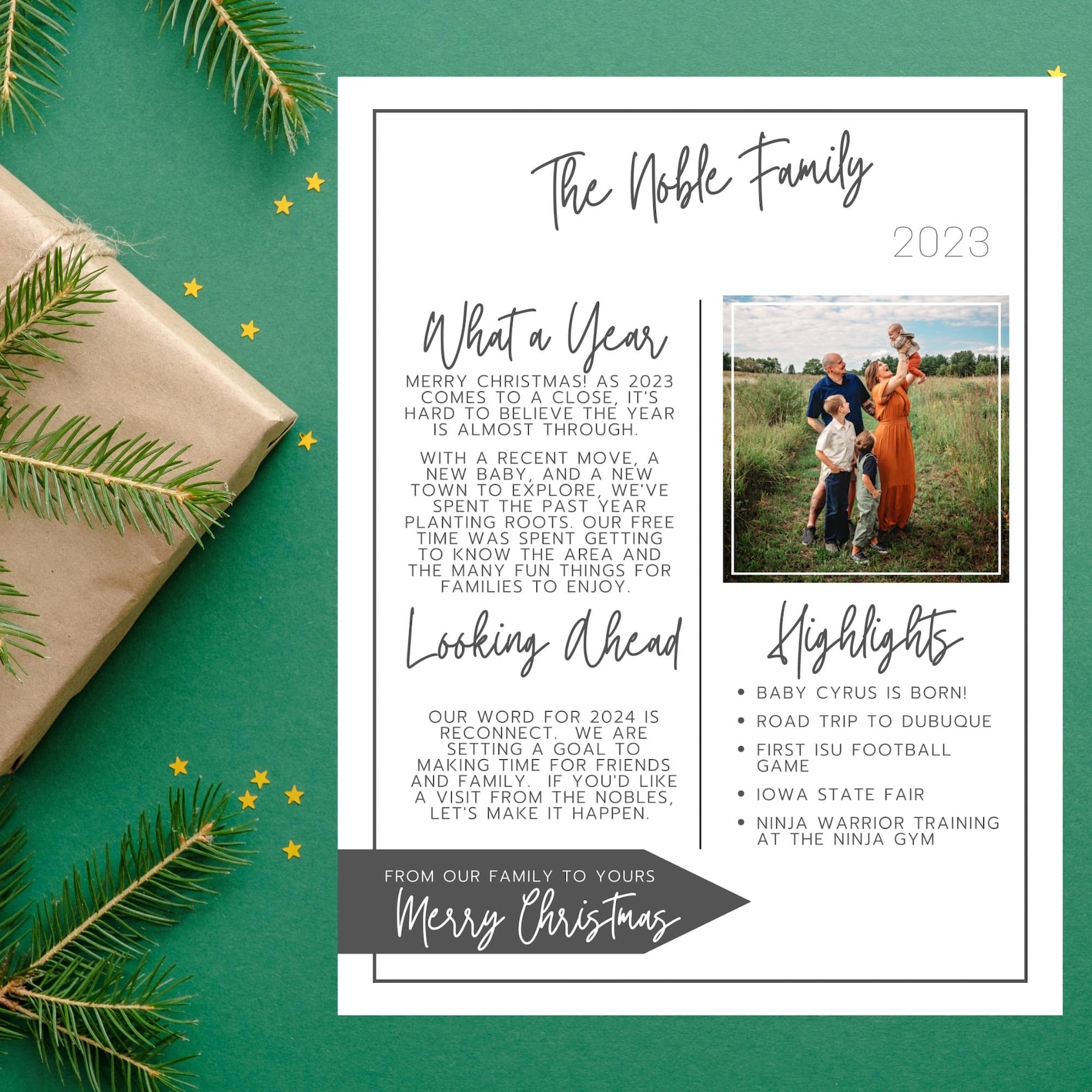 Christmas Newsletter Template for Canva- Holiday Family Newsletter ...