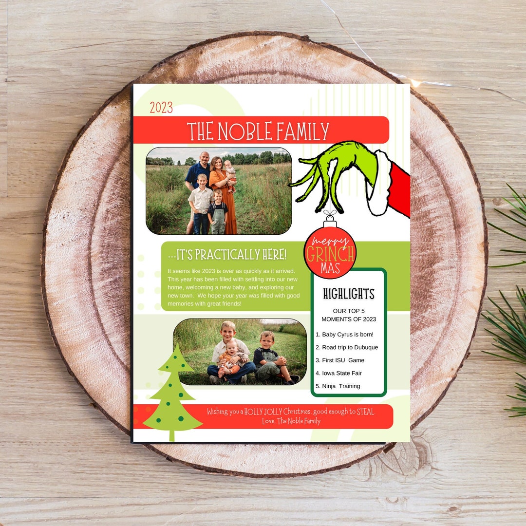 Grinchmas Christmas Newsletter Template – Editable Family Year in ...