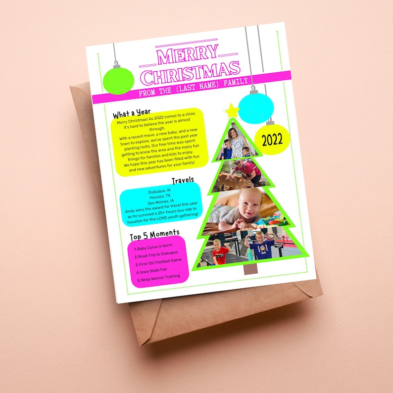 Christmas Newsletter Template for Canva Holiday Family - Etsy