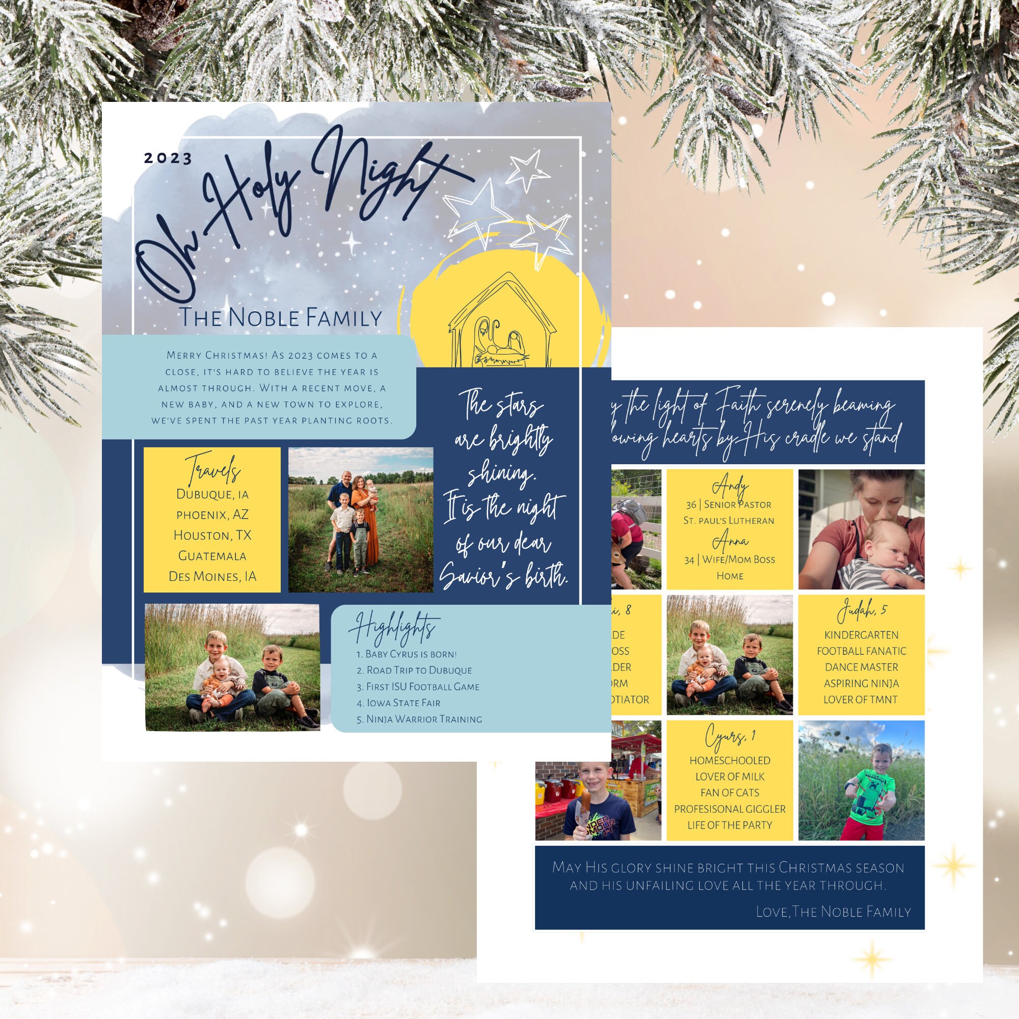 Christmas Newsletter Template for Canva Holiday Family Newsletter Year ...