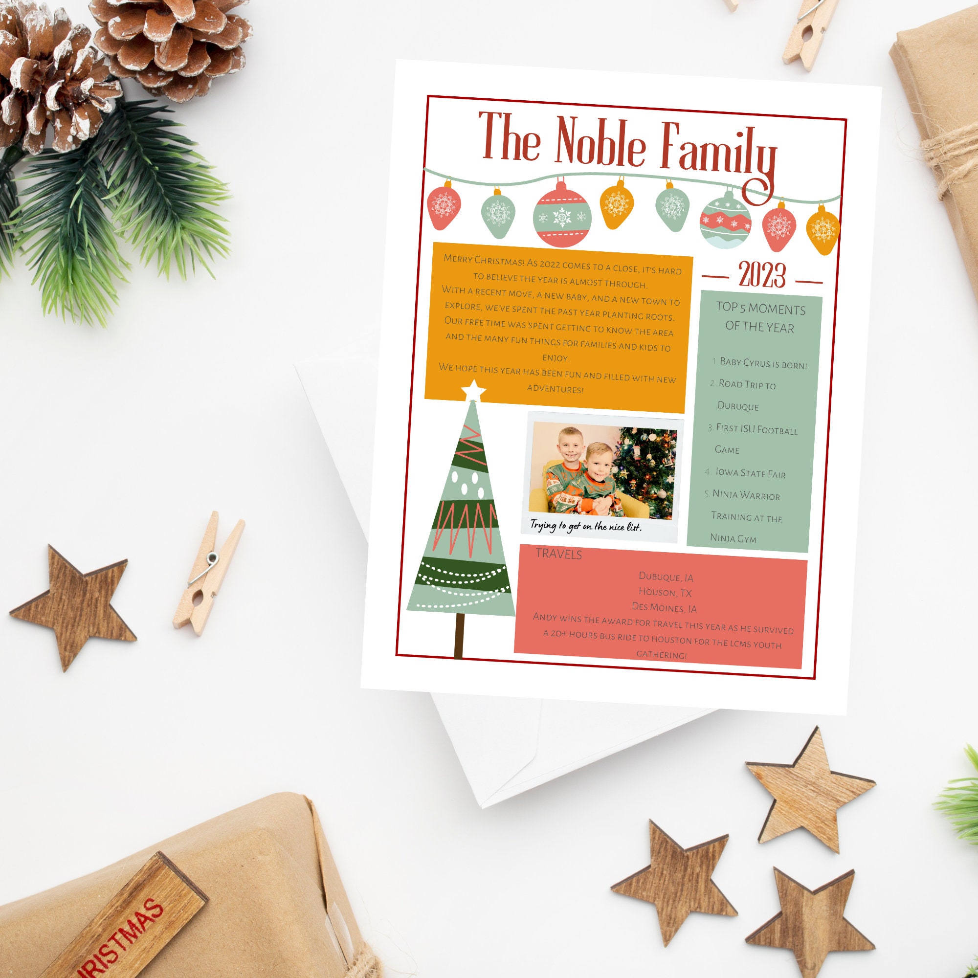 Christmas Newsletter Template for Canva Holiday Family Newsletter Year ...