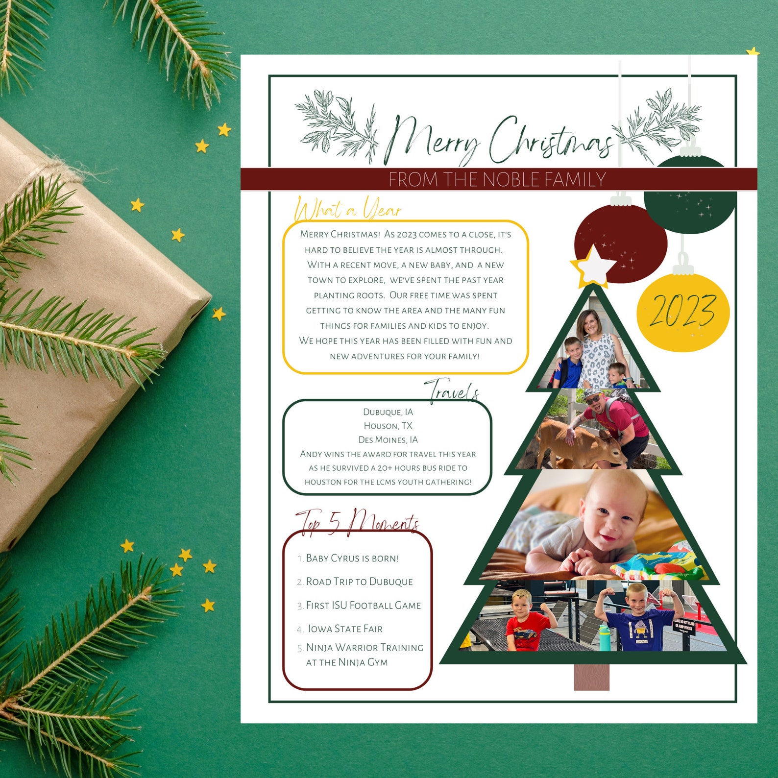 Christmas Newsletter Template for Canva- Holiday Family Newsletter ...