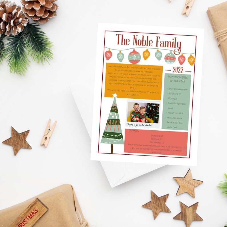 Christmas Newsletter Template for Canva Holiday Family - Etsy