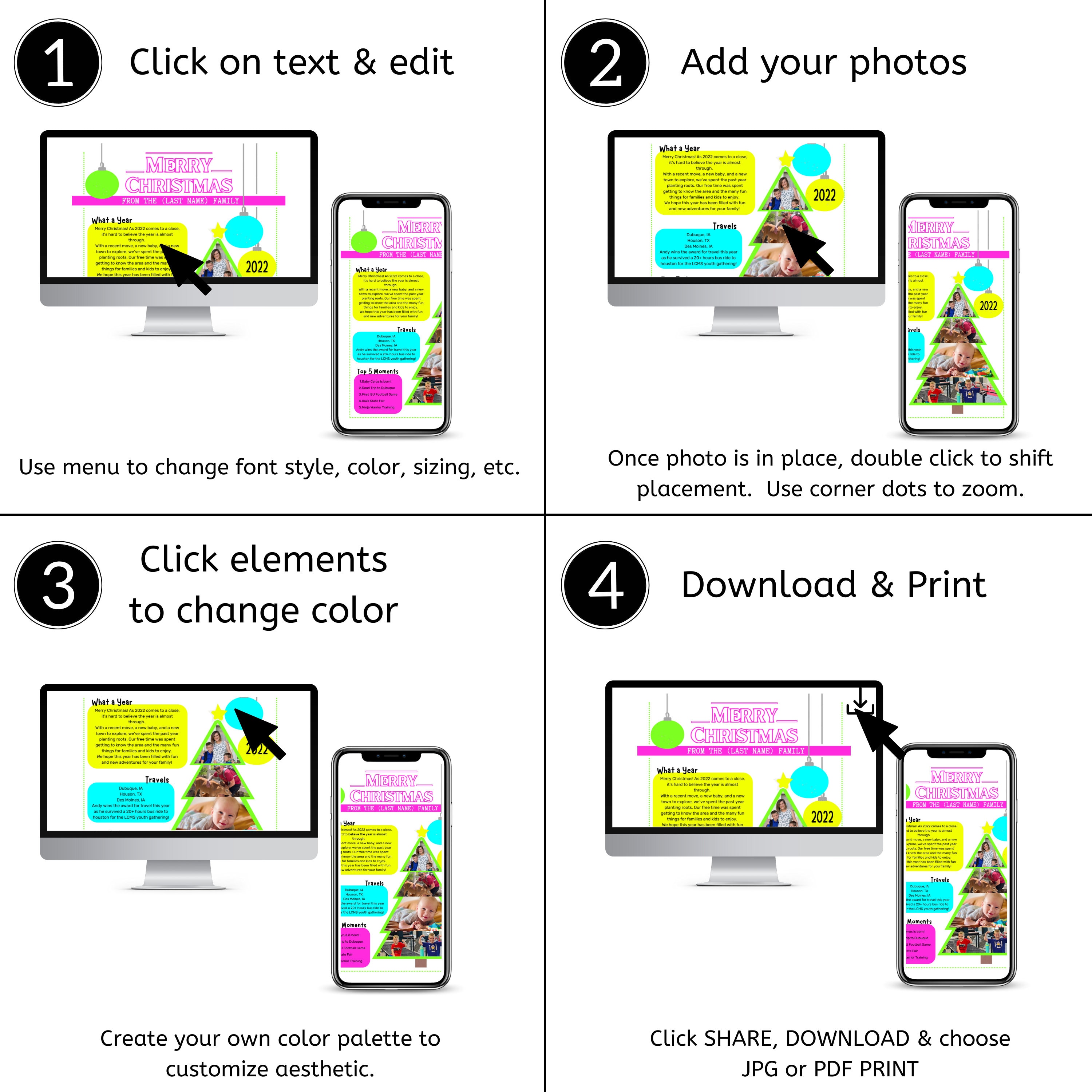 Christmas Newsletter Template for Canva Holiday Family Newsletter Year ...