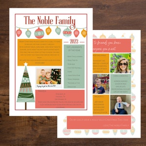 Christmas Newsletter Template for Canva- Holiday Family Newsletter ...