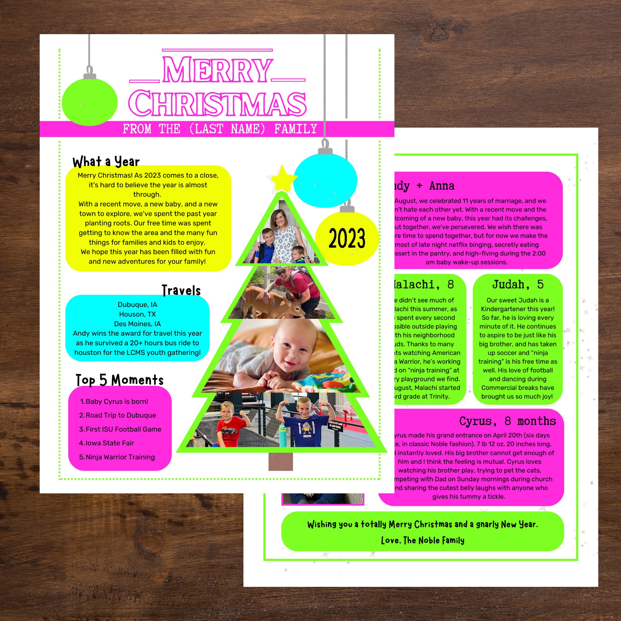 Christmas Newsletter Template for Canva Holiday Family Newsletter Year ...