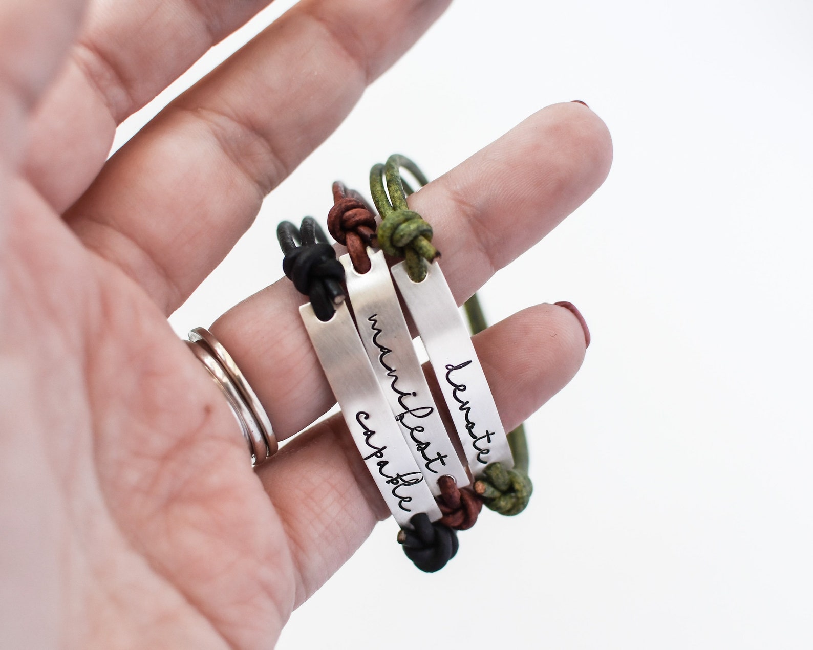 Custom Word Adjustable Leather Bracelets Word of the Year | Etsy